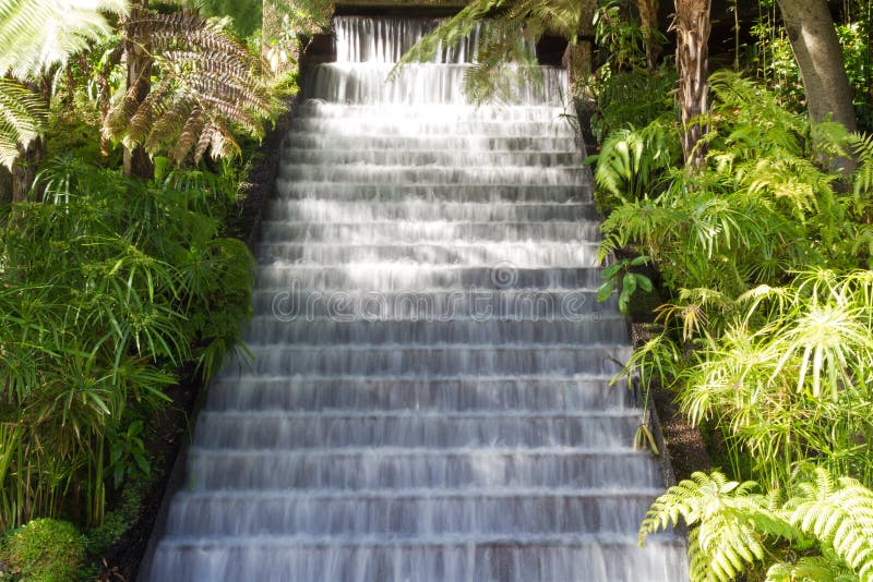 Water Flowing Over Stairs of Stone Stock Photo - Image of river, fern ...