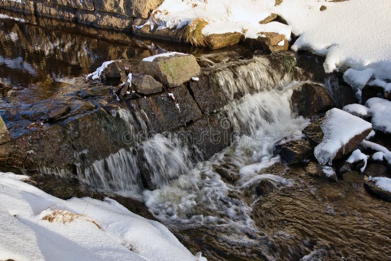 Water Flowing Over Stone Dam Construction Stock Photo - Image of ...