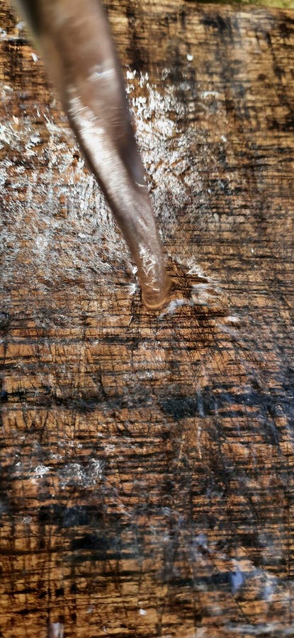 Wet Wood Sprinkled with Running Water Stock Photo - Image of trunk ...