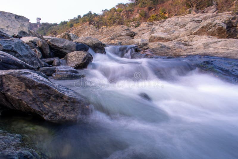 Water Flowing between the Rocks Released from Maithon Dam Stock Photo ...