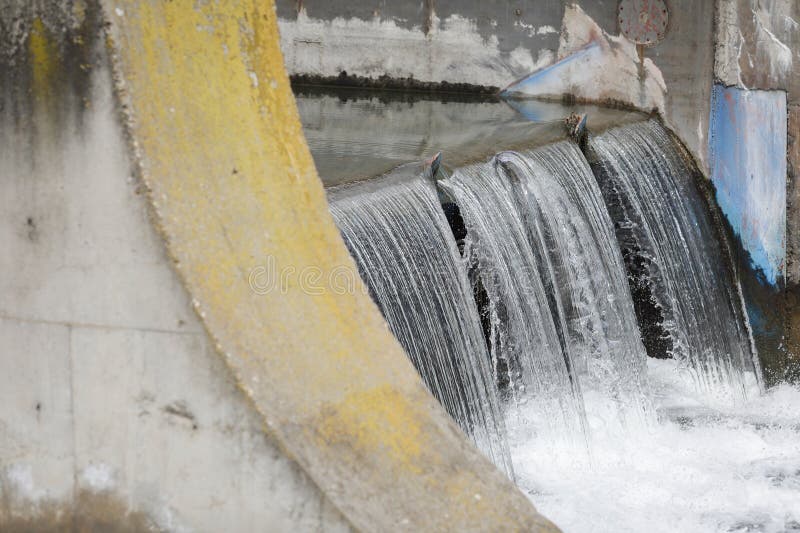 Water Flowing through a Sluice on a Concrete Man Made River Stock Image ...