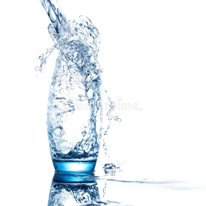Water Flowing and Splashing into a Glass Stock Photo - Image of ...