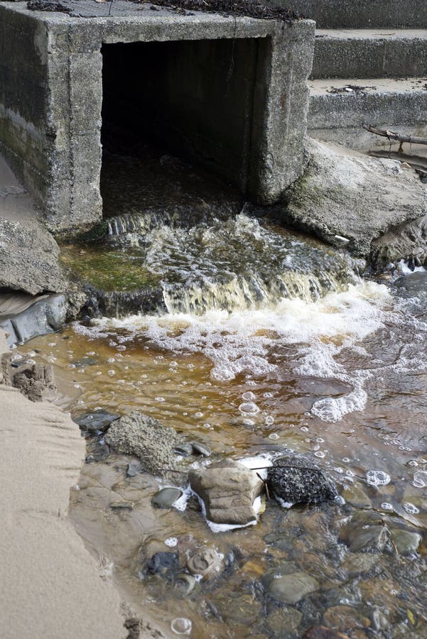 Storm Drain Flowing With Water Stock Photo - Image of sewage, water ...