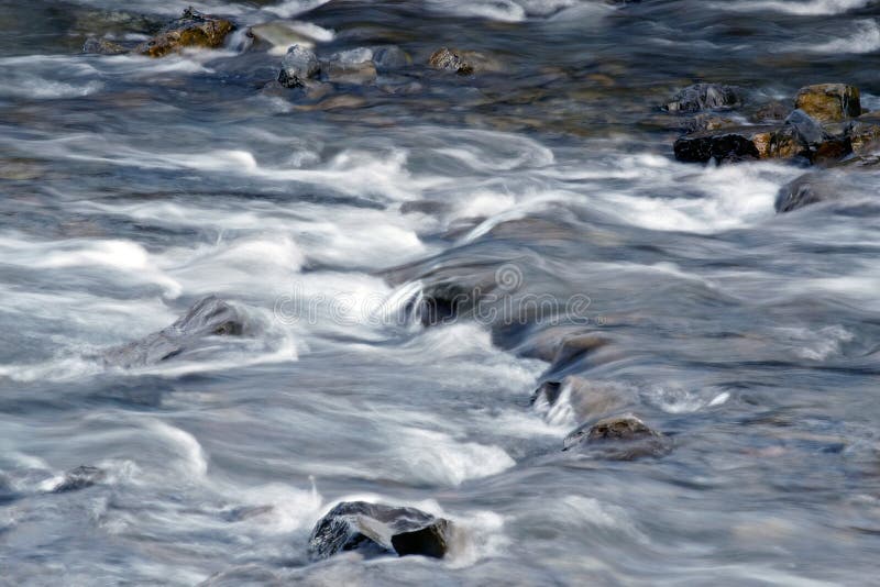 Water Flowing into a Stream, Long Exposure, Moving Water Effect Stock ...