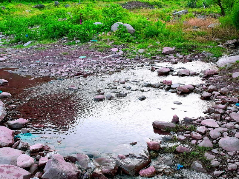 Water Flowing from a Stream into the Valley Land Stock Photo - Image of ...