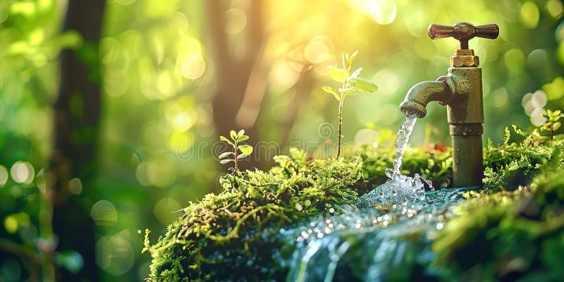 Water Flowing from the Tap into the Lake Stock Photo - Image of ...