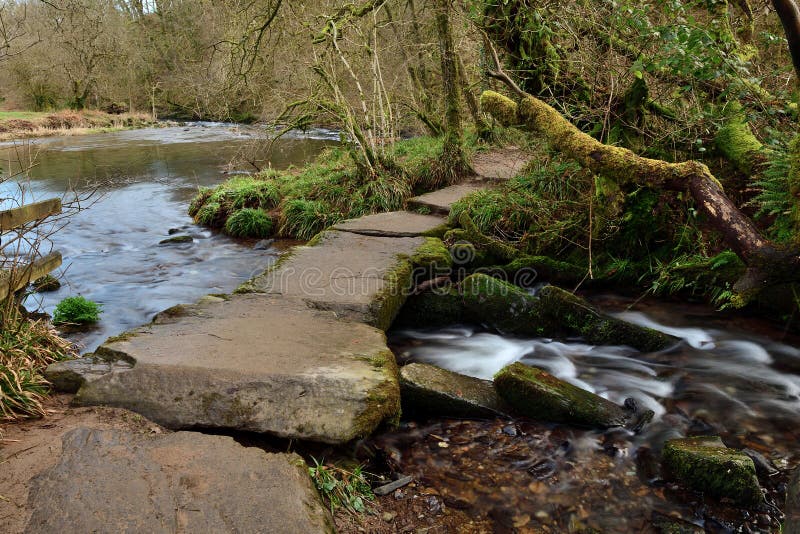 Footbridge at Tarr Steps in Devon Stock Image - Image of stone ...
