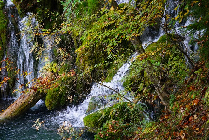 Water Flowing in Waterfalls in Beautiful Mountain Nature Stock Photo ...