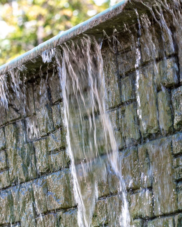 Water Flows Along a Brick Wall Stock Photo - Image of drop, grey: 193269216