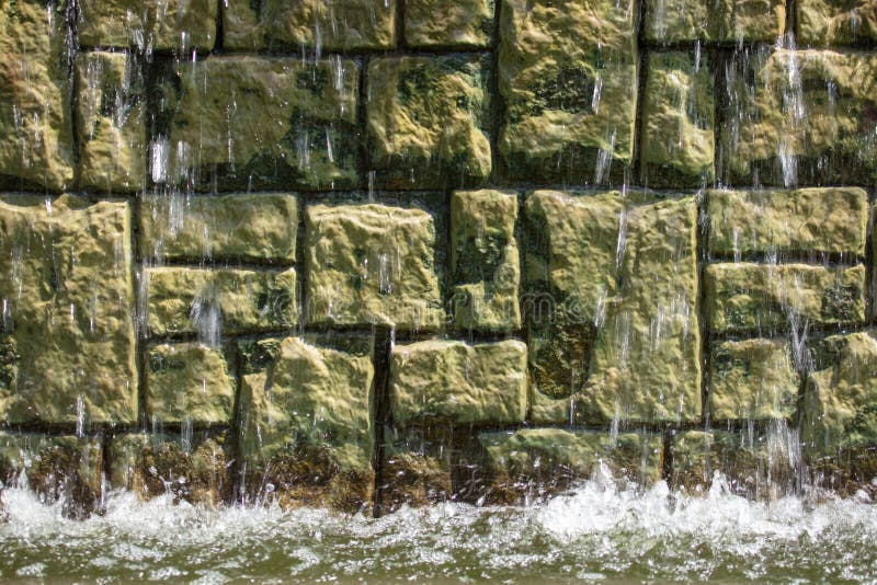 Water Flows Along a Brick Wall Stock Image - Image of medieval, water ...