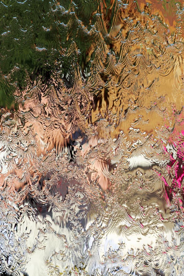 Water Flows Along the Wall of the Mirror, Vertical Abstract Background ...