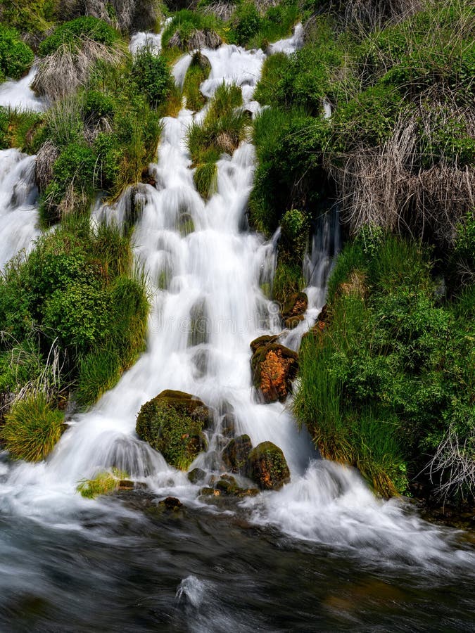 Water Flows from a Canyon in the Form of a Spring Stock Photo - Image ...