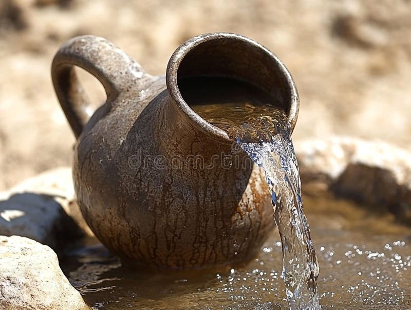 Water Flows from a Clay Jug Stock Illustration - Illustration of ...