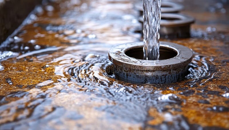 Sewer Pipe Cleaning in Progress with Flowing Water and Preventing Clogs ...