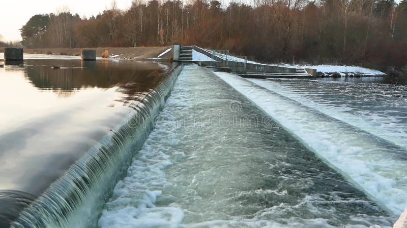 Waterfall Flowing on Beautiful River Stock Video - Video of industrial ...