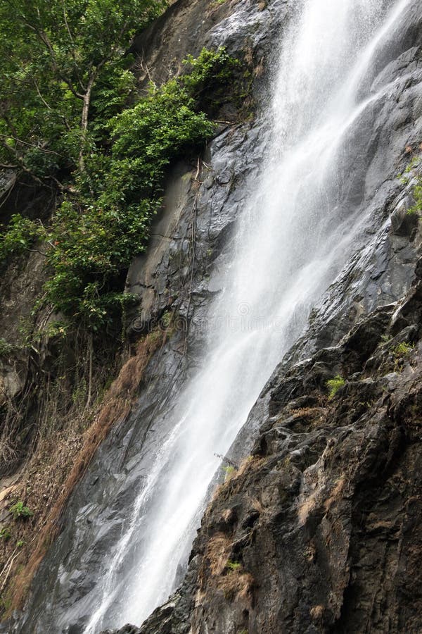 The Water Flows Down from the Rock Cliff Stock Photo - Image of ...