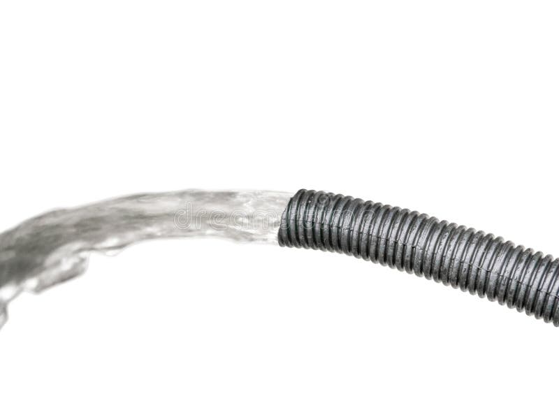 Water Flows from Garden Hose Side View Isolated Stock Image - Image of ...