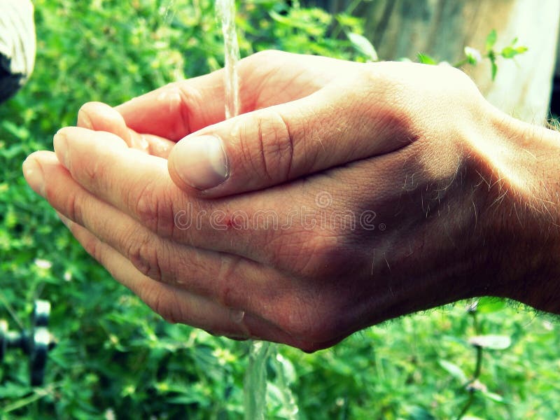 Water Flows through the Hands Stock Photo - Image of grass, natural ...