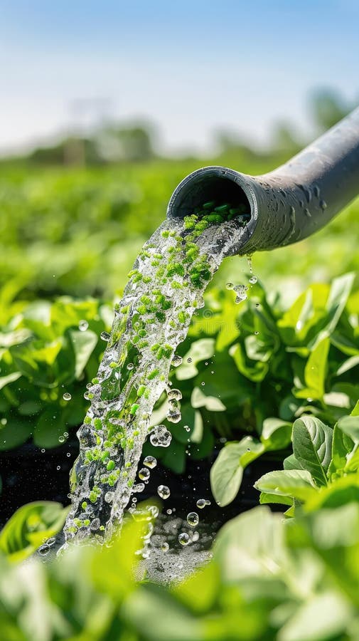 Water Flows from an Irrigation Tap into Vibrant Rice Fields, with the ...