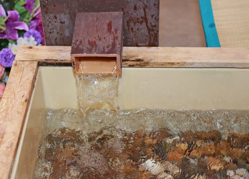 Water Flows at a Japanese Hot Spring Onsen Stock Image - Image of relax ...