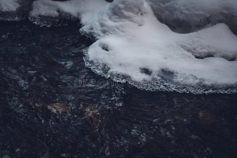 Water Flows in a Mountain River Stock Photo - Image of water, wave ...