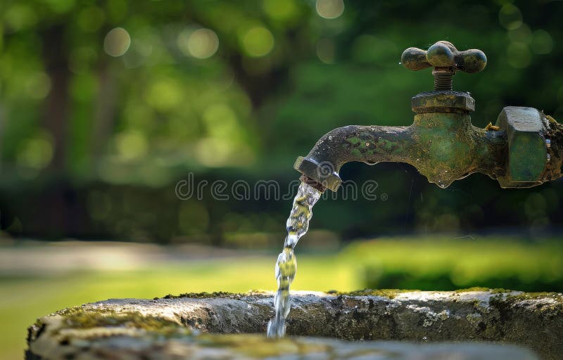 Water Flows from Old Rusty Tap Stock Image - Image of drip, summer ...