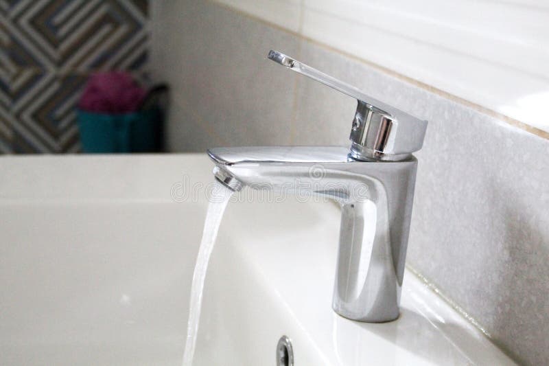 Water Flows from an Open Tap Stock Photo - Image of hygiene, macro ...