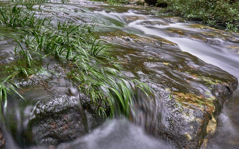Water Flows Over Rocks in a River. Stock Photo - Image of landscape ...
