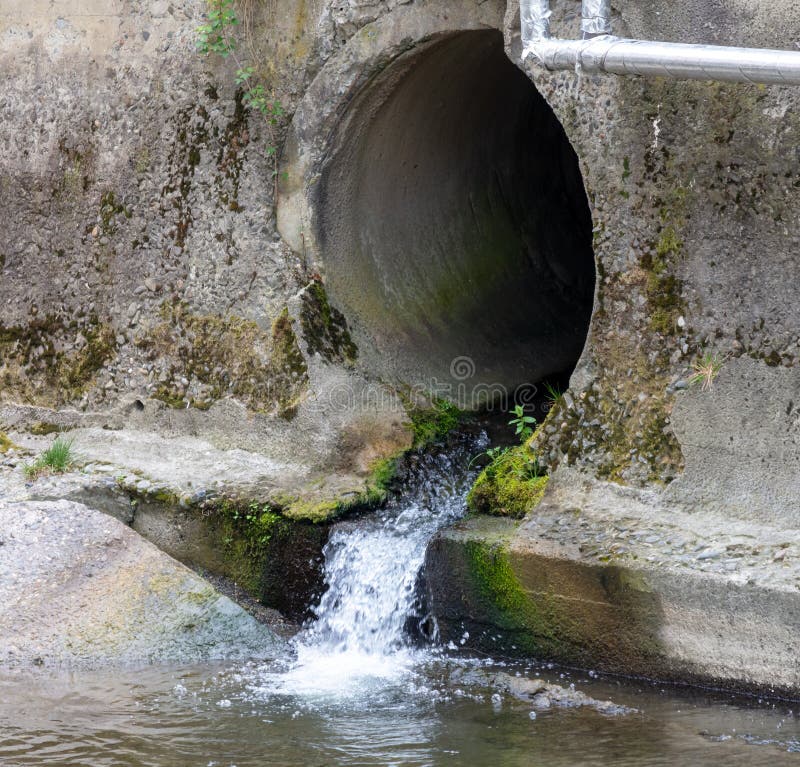 Water Flows from a Pipe into the River Stock Photo - Image of ecology ...