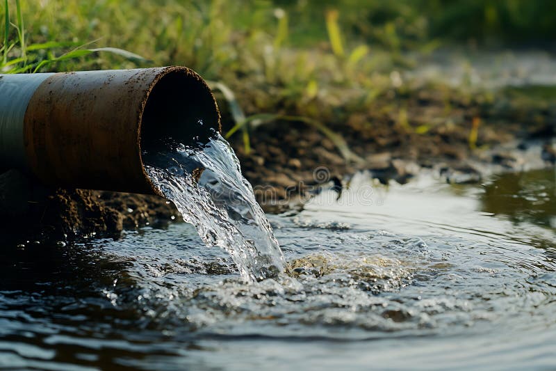 Water flowing from a pipe stock illustration. Illustration of water ...