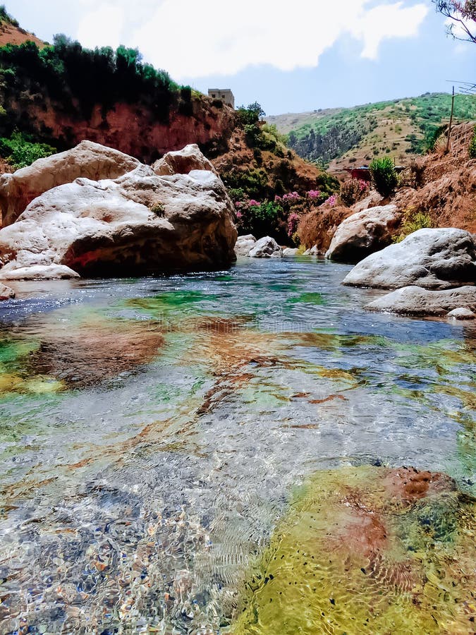 Water Flows Slowly in the Valley Stock Photo - Image of separation ...
