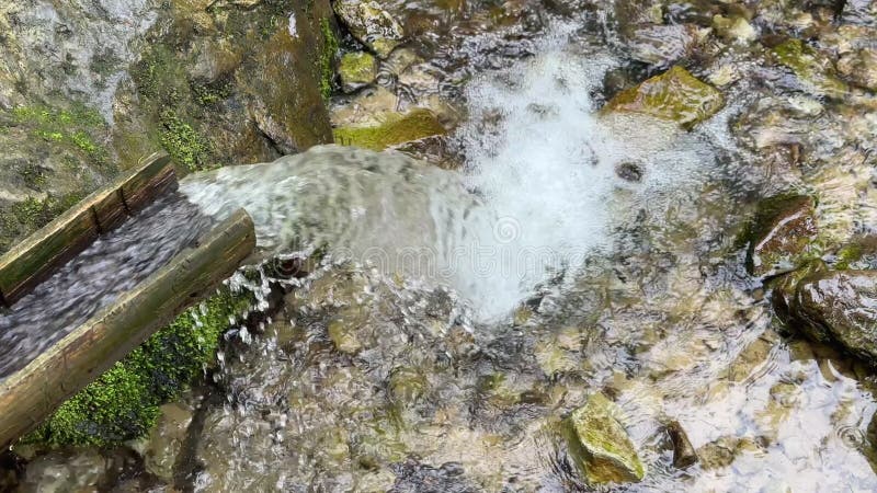 Water that Flows from the Spring in the Mountains and Descends through ...