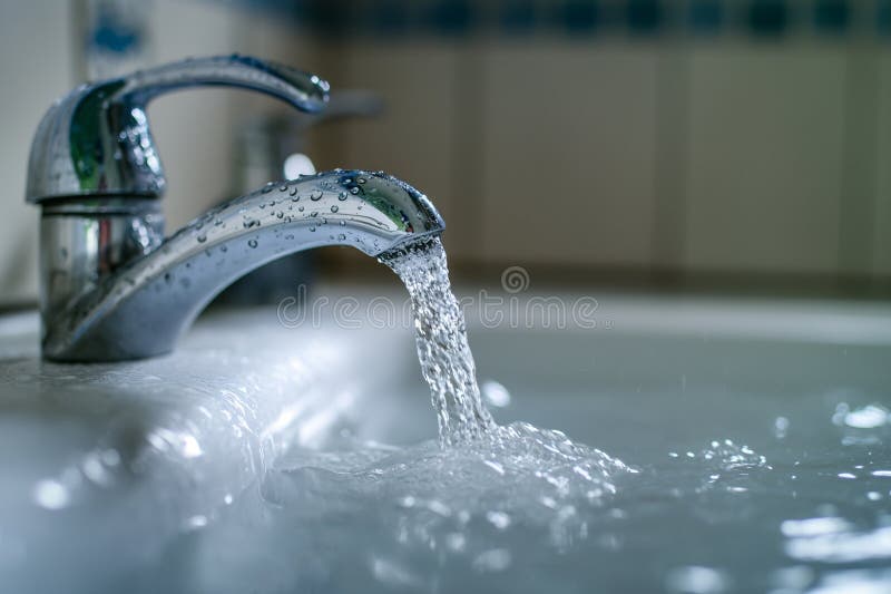 Water flows from the tap stock illustration. Illustration of blue ...
