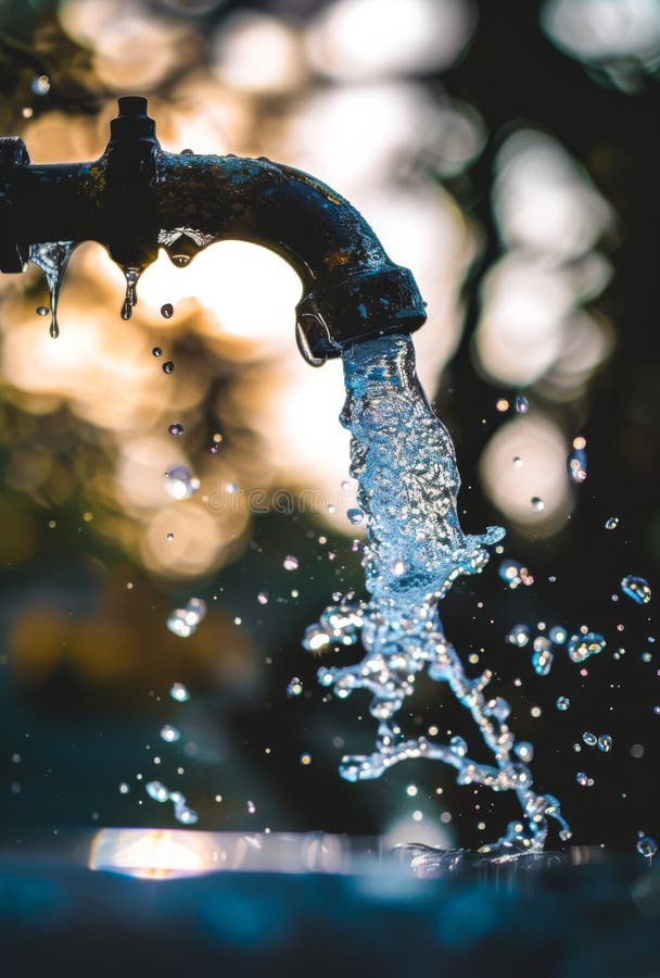 Water Flows from the Tap. Water Tap with Water Flowing Out of it Stock ...