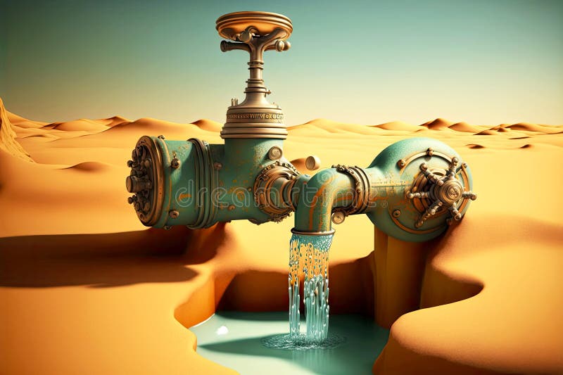 Water Flows from Tap and Overflows Everything Around Stock Illustration ...