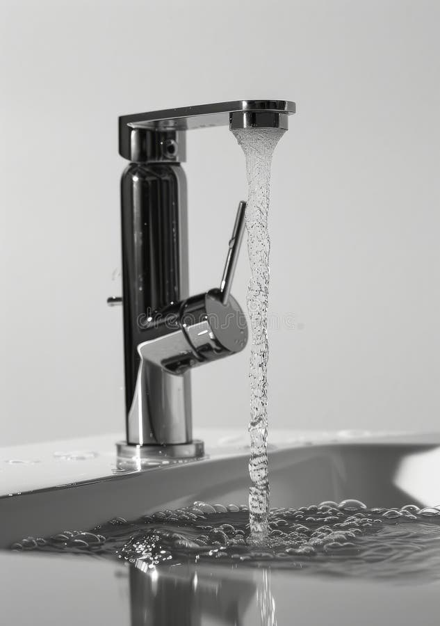 Water Flows from the Tap in the Sink Stock Photo - Image of sink ...