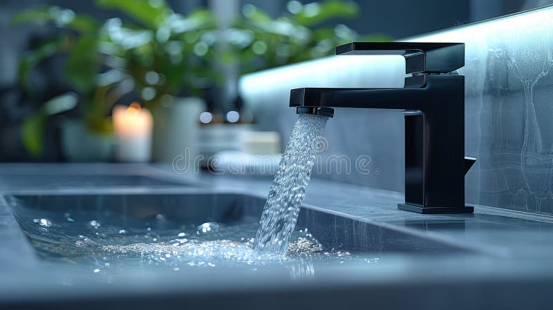 Water flows from the tap stock image. Image of water - 352914259