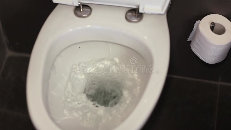 Water Flows into the Toilet Bowl Stock Footage - Video of defecate ...