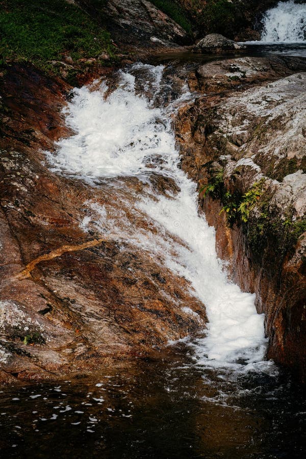 Water Flows from the Upper Cascade into the River Stock Image - Image ...