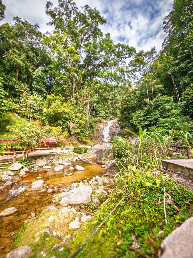 Water Flows from the Upper Cascade into the River Stock Photo - Image ...