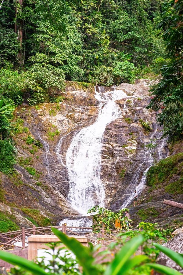 Water Flows from the Upper Cascade into the River Stream Stock Image ...