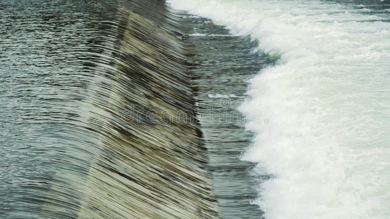 Water Flows from the Weir of a Large Dam Stock Footage - Video of foam ...
