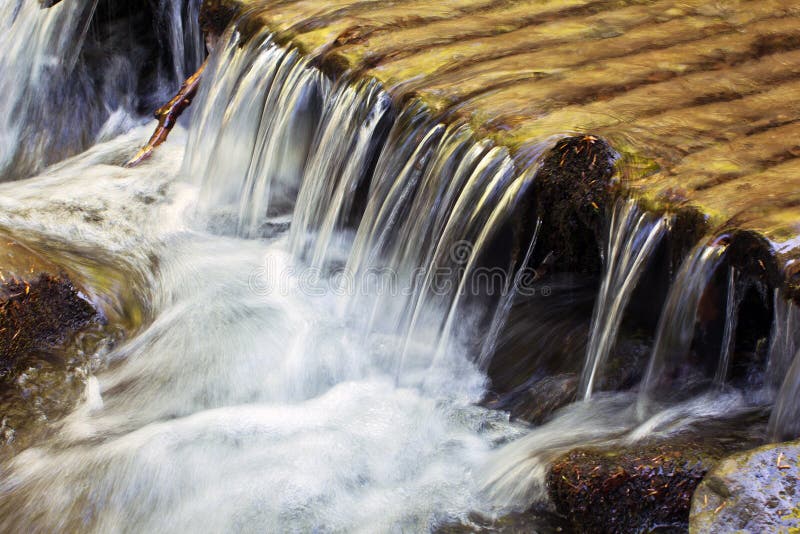 Water Flows through the Wooden Logs, Falling Cascade Down Stock Image ...