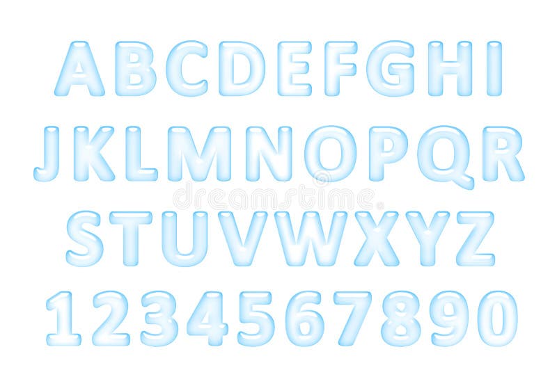 Water Font. Latin Alphabet Made of Water. Stock Illustration ...