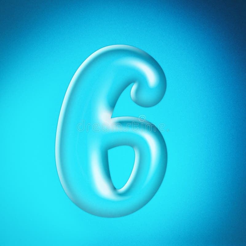 Water Font Number 6 Font Clear Water Letter. 3D Rendering Stock ...