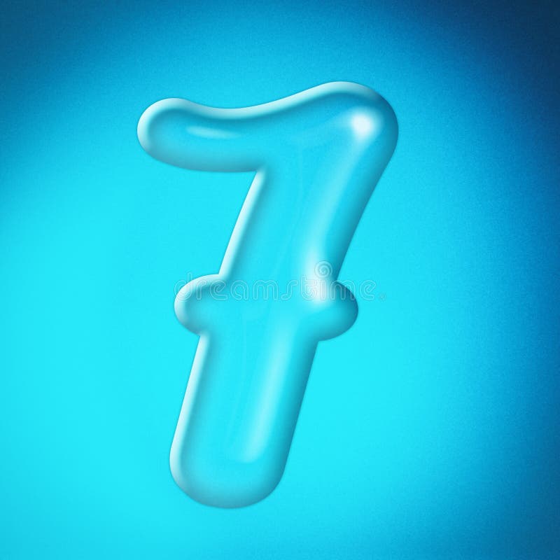 Water Font Number 7 Font Clear Water Letter. 3D Rendering Stock ...
