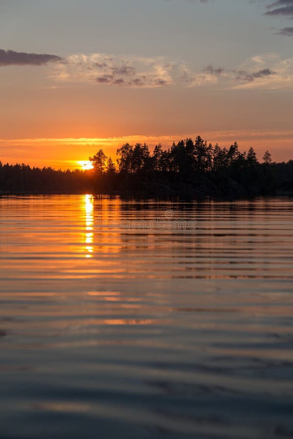 Water Of A Forest Lake At Sunset Stock Photo - Image of color, lake ...