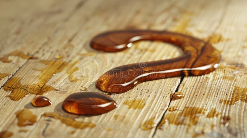 Water Forming a Question Mark on Wooden Surface Stock Image - Image of ...