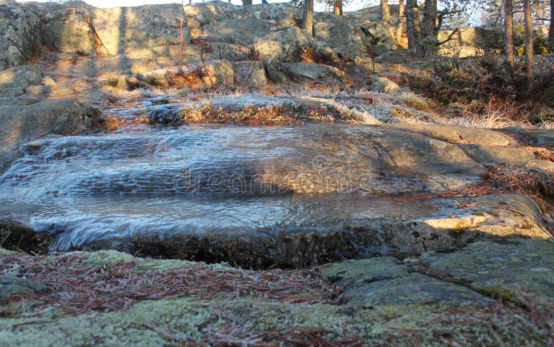 The Water Forms Great Works of Art on the Rocks. Stock Image - Image of ...