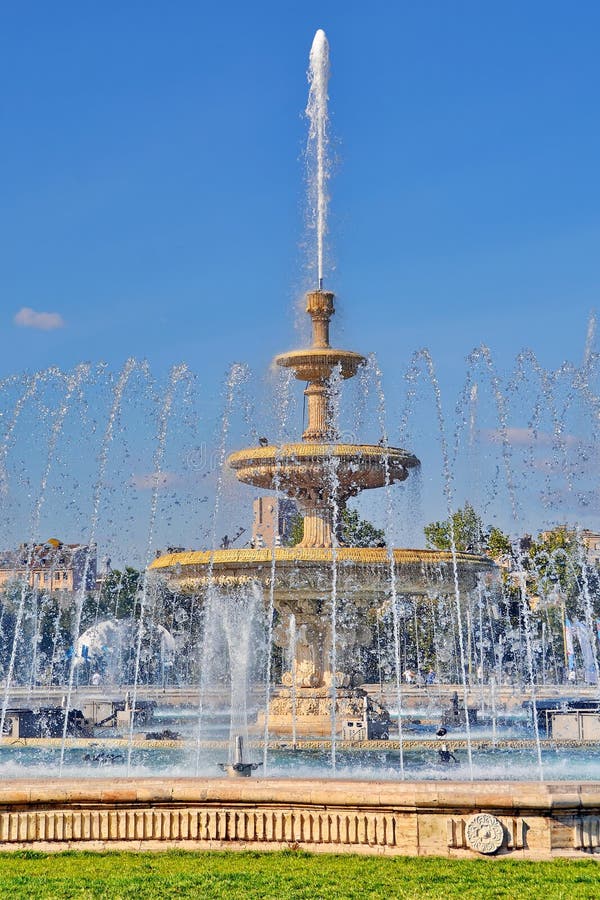 Water Fountain in Bucharest, Romania Stock Image - Image of play ...